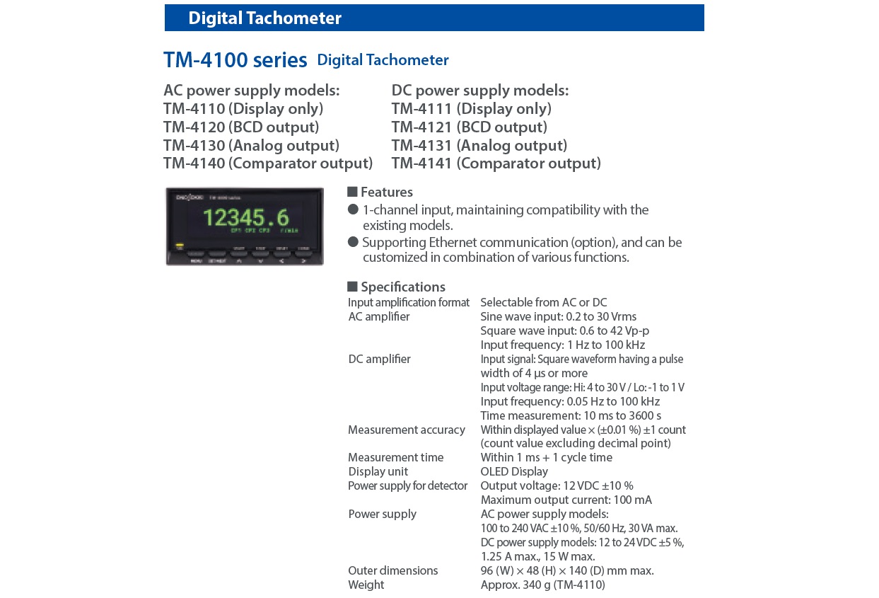 Ichiban Precision Sdn Bhd - Ono Sokki - Ono Sokki Digital Tachometer TM-4000 series
